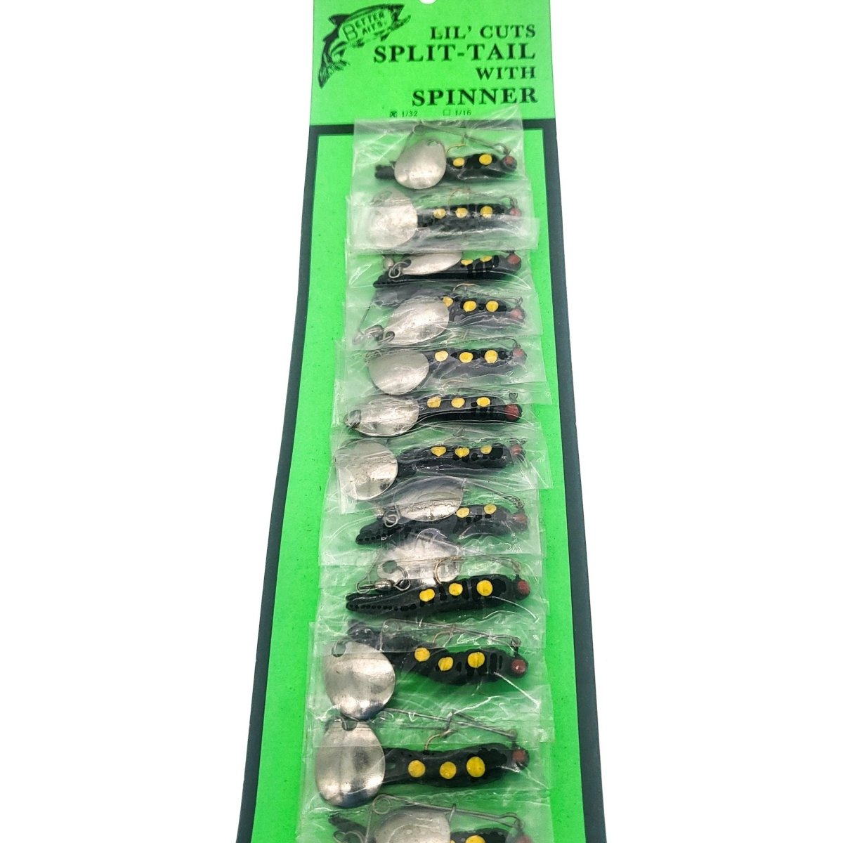 Better Baits Lil Cuts Split Tails W/ Spinner Card Of 12 (Vintage ...
