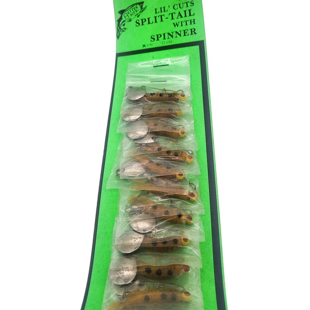 Better Baits Lil Cuts Split Tails W/ Spinner Card Of 12 (Vintage ...