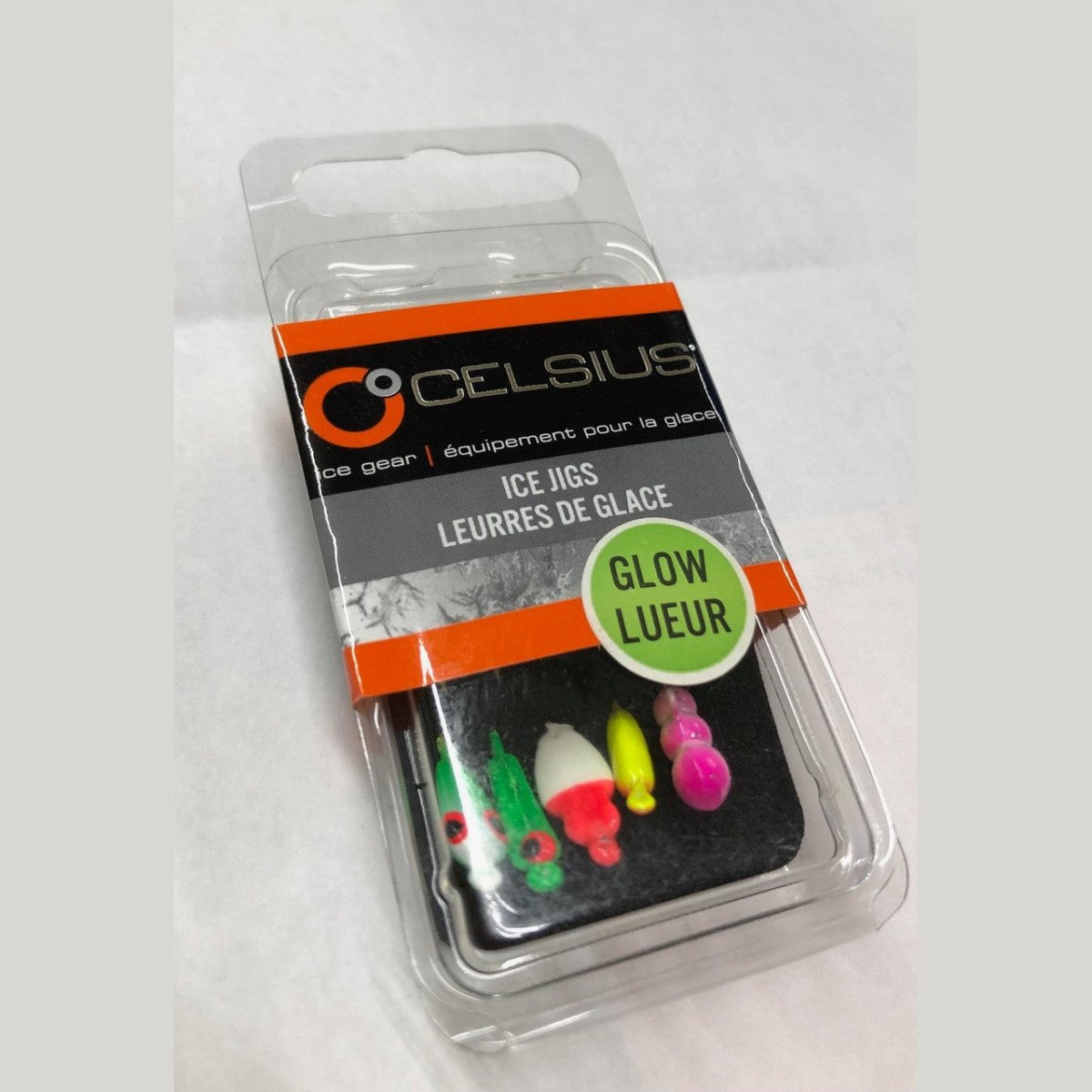 Celsius Ice Jigs Qty 5 Glow Assorted - Jigs Celsius $1.50 FishAndSave
