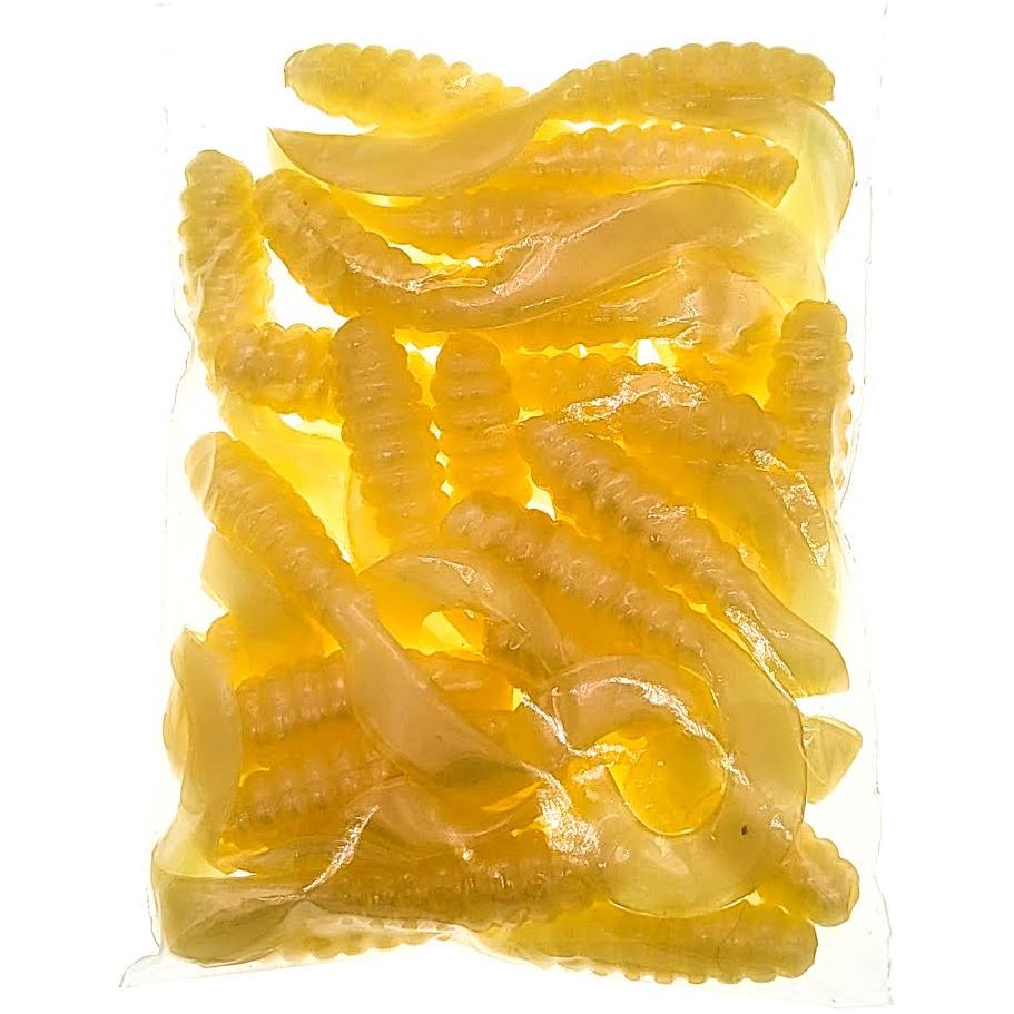 FAS Ribbed Curly Tail Grub 1.5" Qty 25 Pearl - FishAndSave