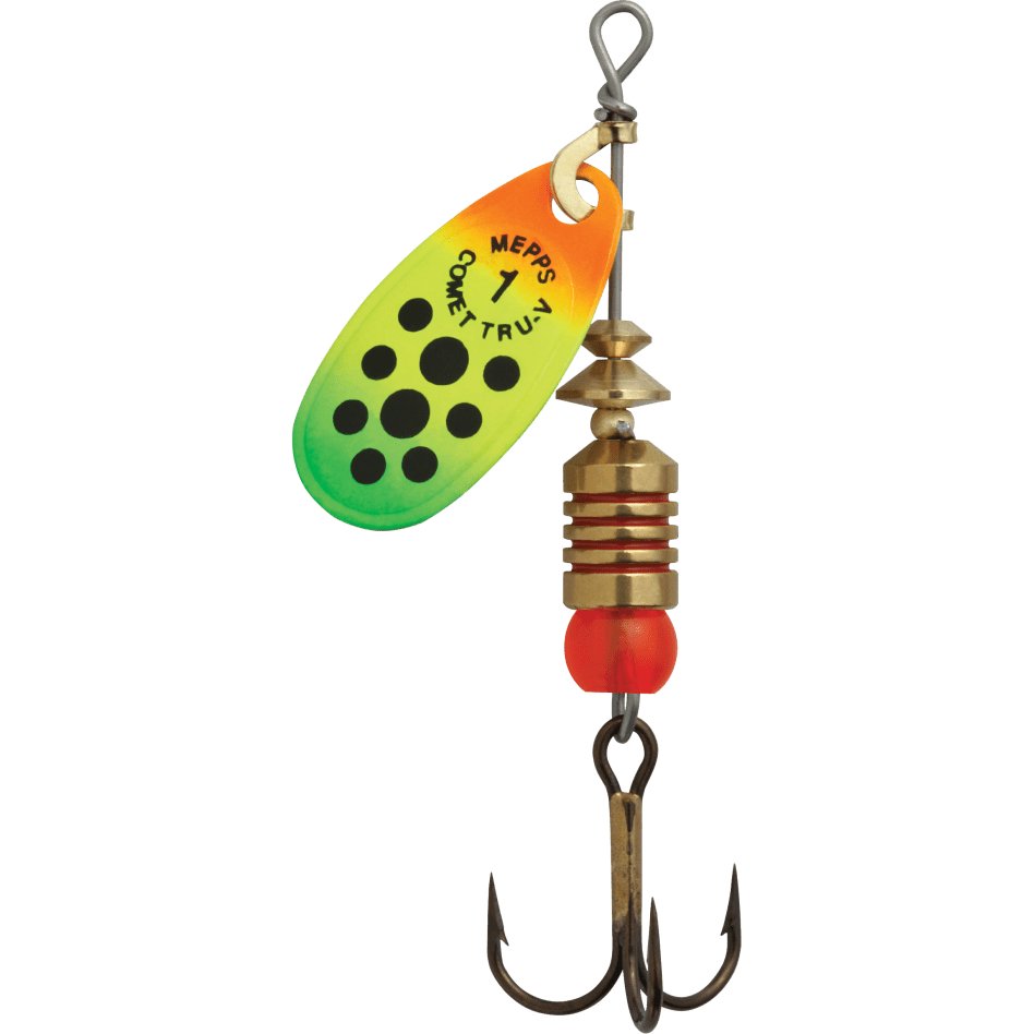Mepps Comet TRU-V In-Line Spinner 1/8 Oz Fire Tiger Black Dots ...