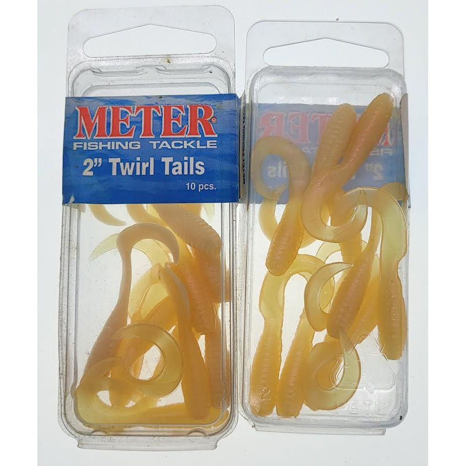 Meter Fishing Tackle Twirl Tails 2" Qty 10 Cream/Pink - Plastics Meter ...