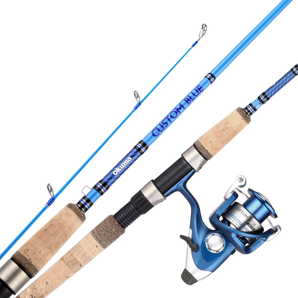 Okuma CBL-BF-702M-40 Custom Blue Bait Feeder Spin Combo 7' 2pc M Sz 40 Reel - Spinning Rods ...