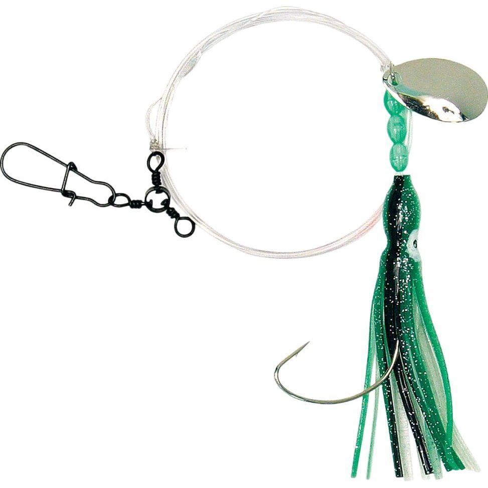 Sea Striker Squid Skirt Rig with Spinner 3" Green/Black Stripe Qty 1 ...