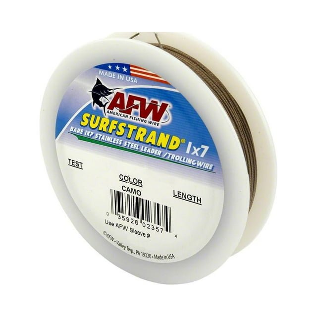 AFW Surfstrand Stainless Steel Leader/Trolling Wire 1 X 7 Camo - Line ...