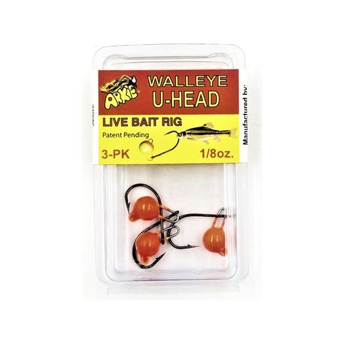Arkie Walleye U-Head Minnow Jigs 1/8 Oz Qty 3 Orange - Jigs Arkie $2.89 ...