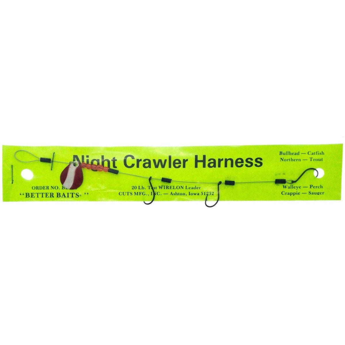 Better Baits Night Crawler Harness Red/White - FishAndSave