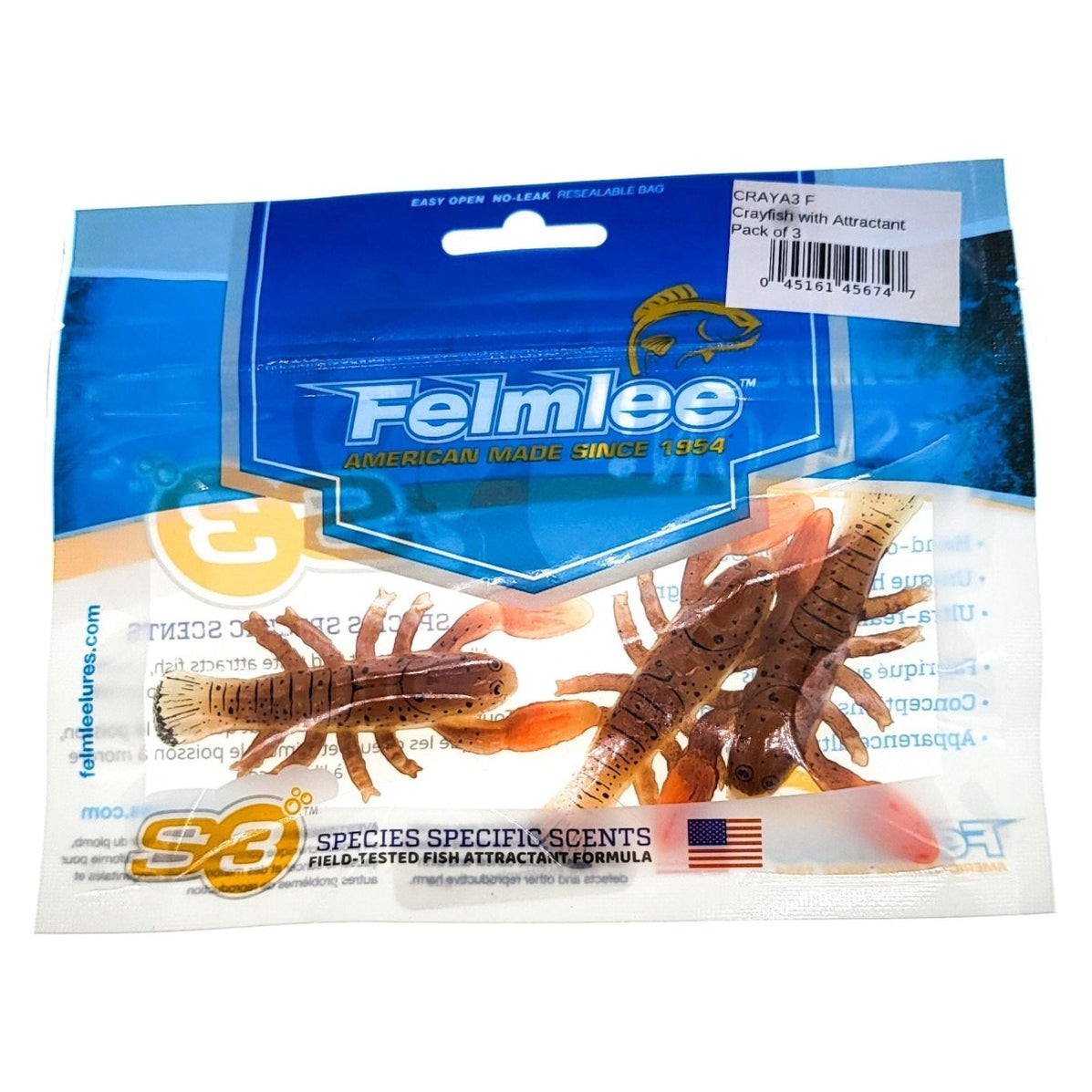 Felmlee Crayfish With Attractant 3" Qty 3 Orange - Plastics Felmlee ...