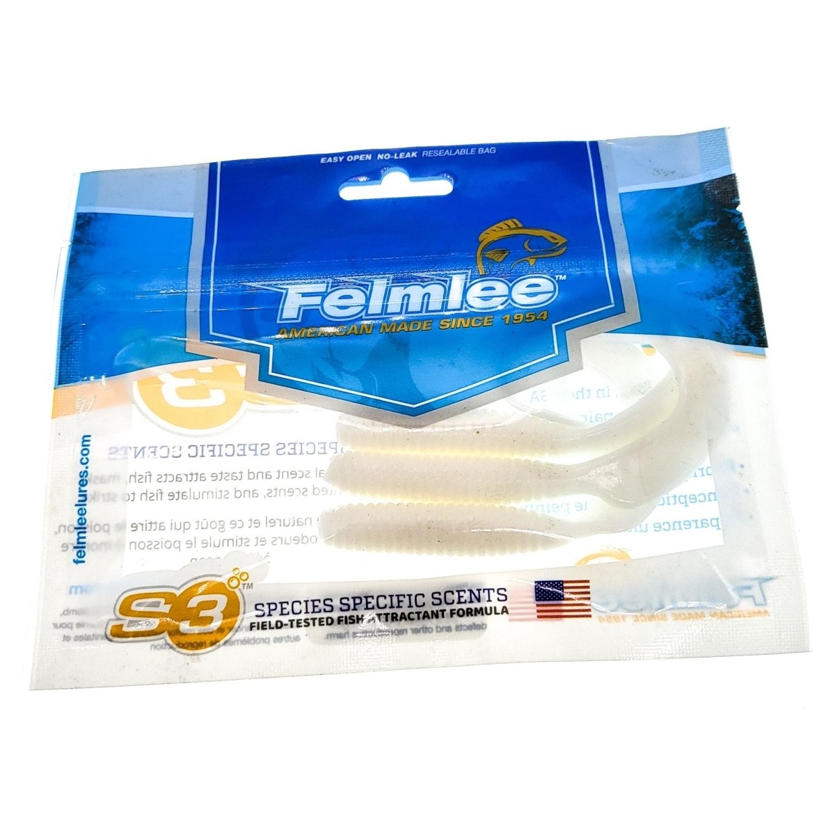 Felmlee Lures Curly Tail Grub 2" White - FishAndSave