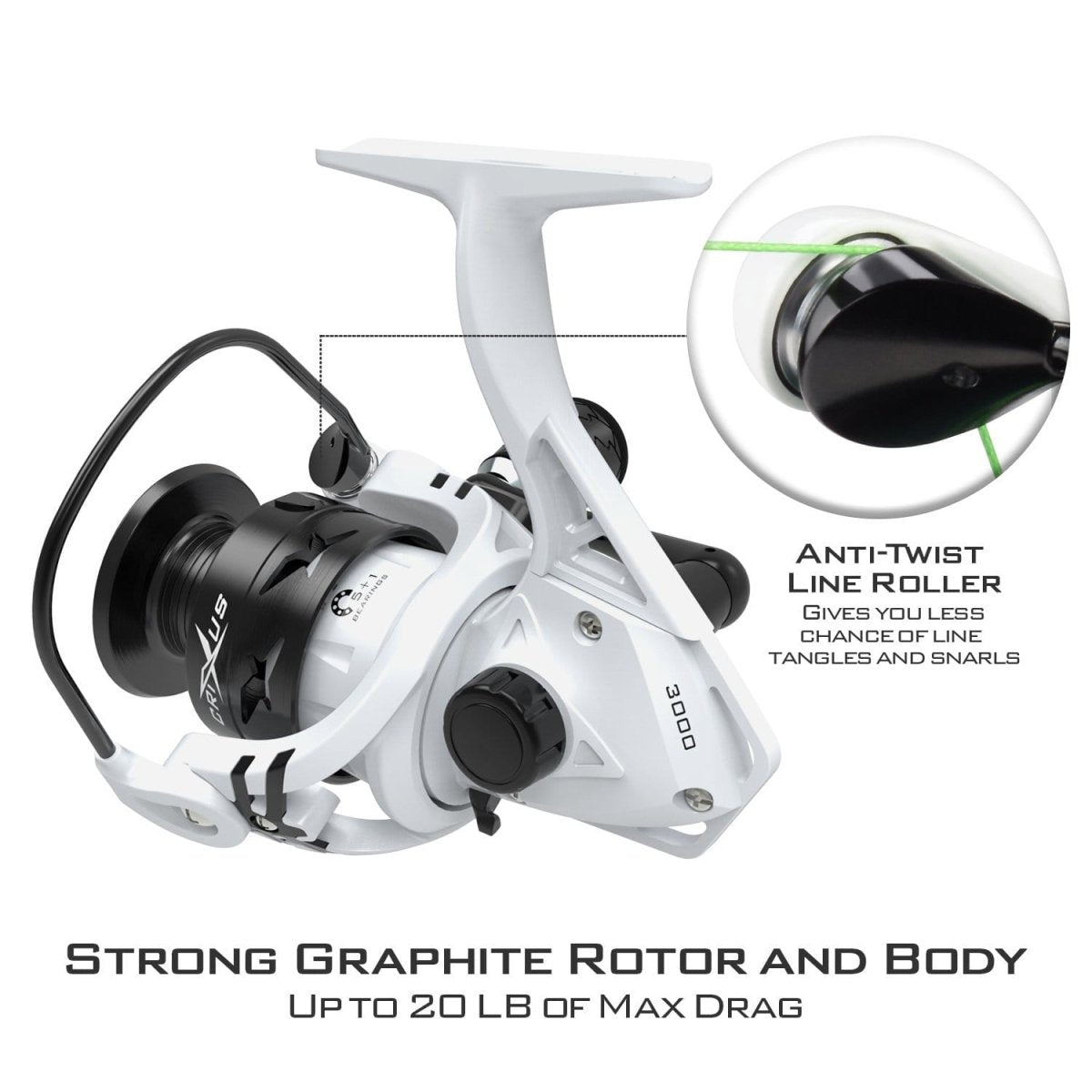 Kastking KRLSPNCX-S30WH Crixus 3000 Spinning Reel 5.2:1 (Bulk ...