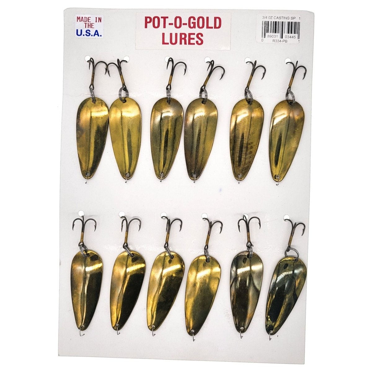 Pot-O-Gold Lures Trolling/Casting Spoons 3/4 Oz Qty 12 Card Gold ...