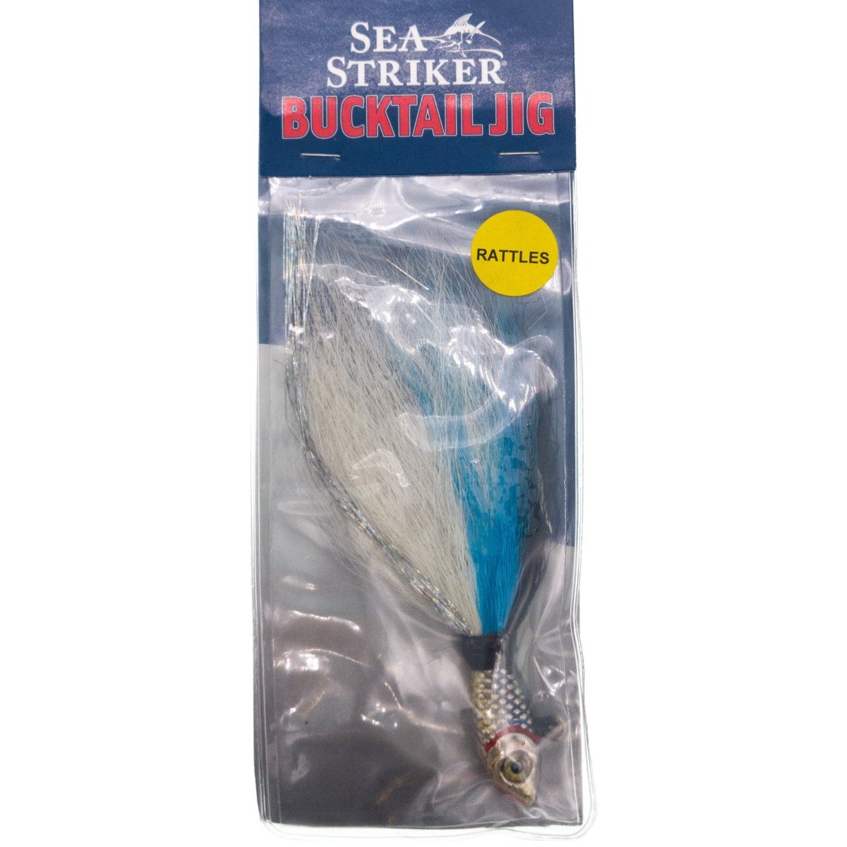 Sea Striker Bucktail Jig with Rattle and Grub Keeper 3/4 Oz - FishAndSave