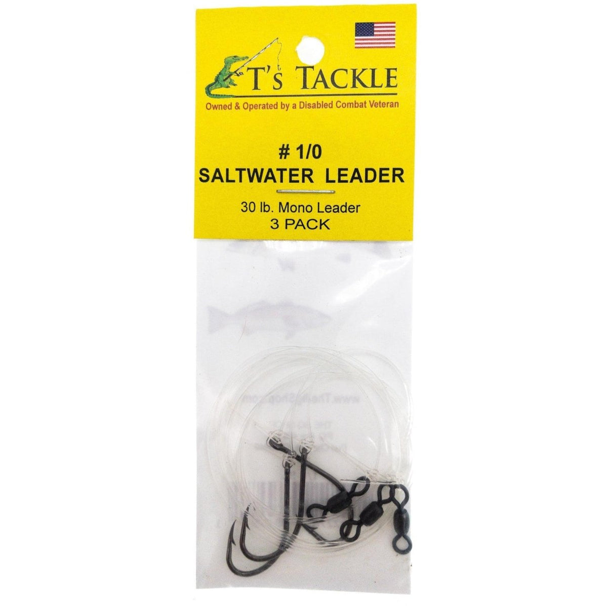 T's Tackle Saltwater Hook Rig w Mono Leader #1/0 3 Pack - Hooks/Rigs T ...